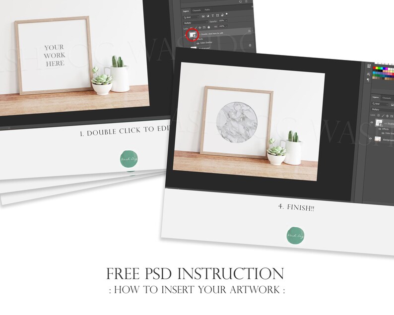 2 Square Frame Set of 2 Wood Frame Mockup 2 Frames Two - Etsy