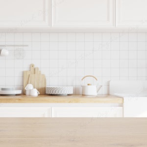 Kitchen Background Mockup, Kitchen Mockup, Wood Table Mockup, Kitchen ...