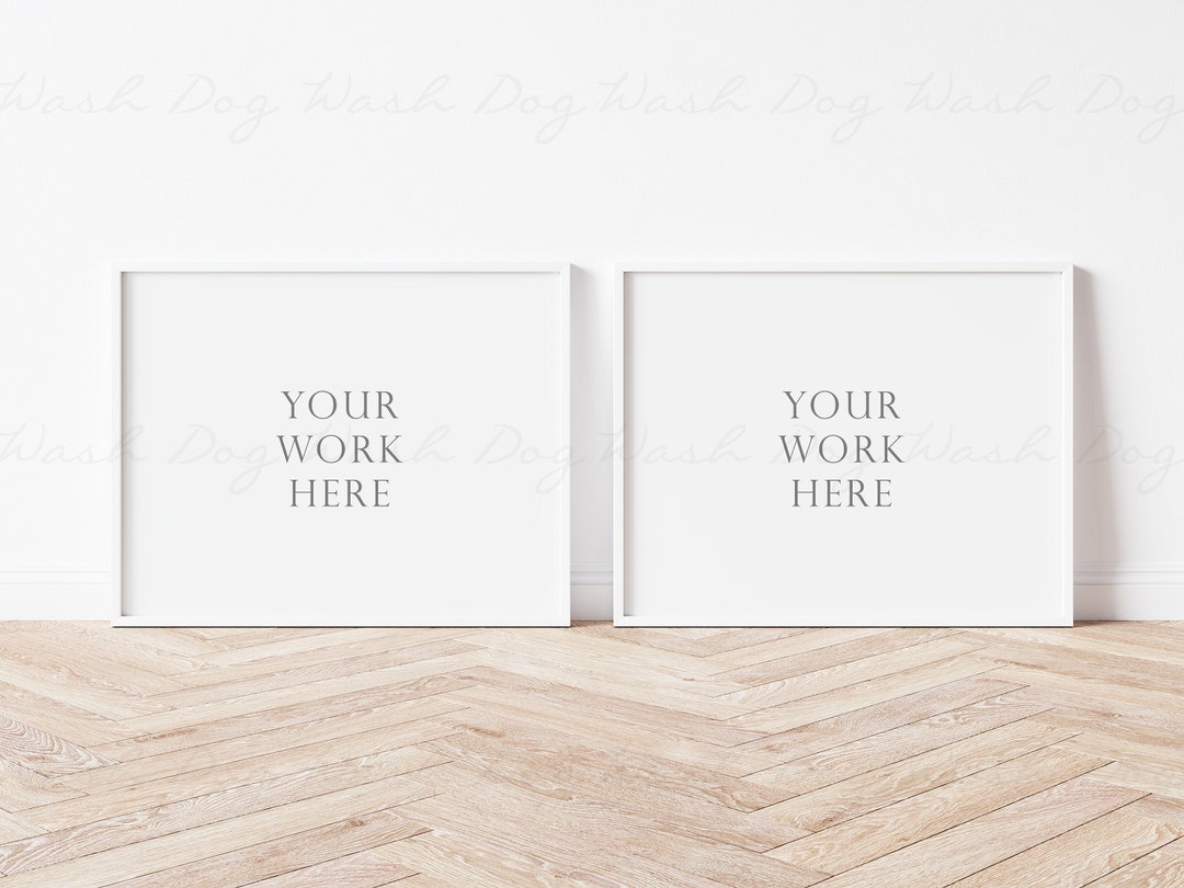 Double Frame Mockup, 2 White Frames, Horizontal Frame Mockup, White ...