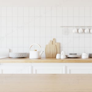 Kitchen Table Mockup, Kitchen Background Mockup, Kitchen Mockup, Wood ...