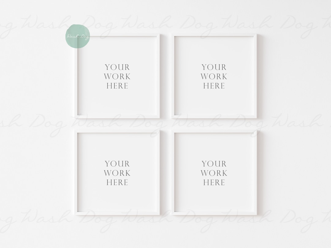 Four Square Frame Mockup, 4 Frame Mockup, White Frame Digital, Four ...