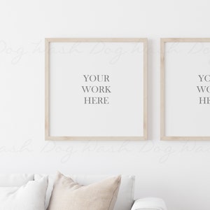 Two Square Frame, Living Room Mockup, Two Frame, Square Poster Mockup ...