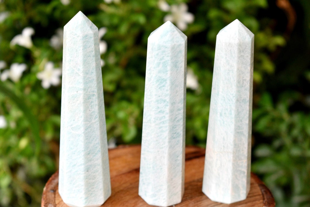 Crystal Amazonite Towers, Polished Gemstones Obelisk Wand Point, Wholesale Real Faceted Stones ...