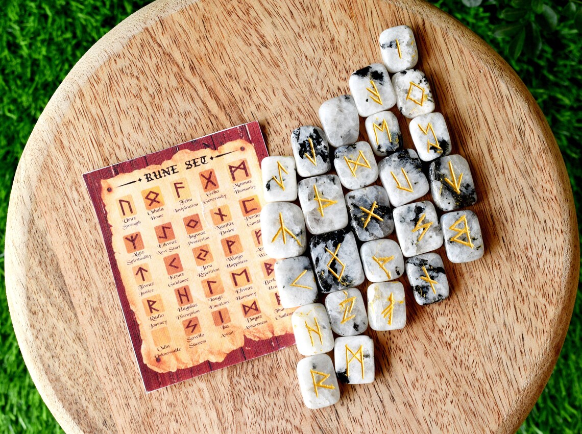 Rainbow Moonstone Rune Sets Elder Futhrak Rune Set Gemstone - Etsy