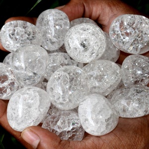 Genuine Clear Crackle Quartz Crystal, Real A Grade Tumbled Gemstones in ...