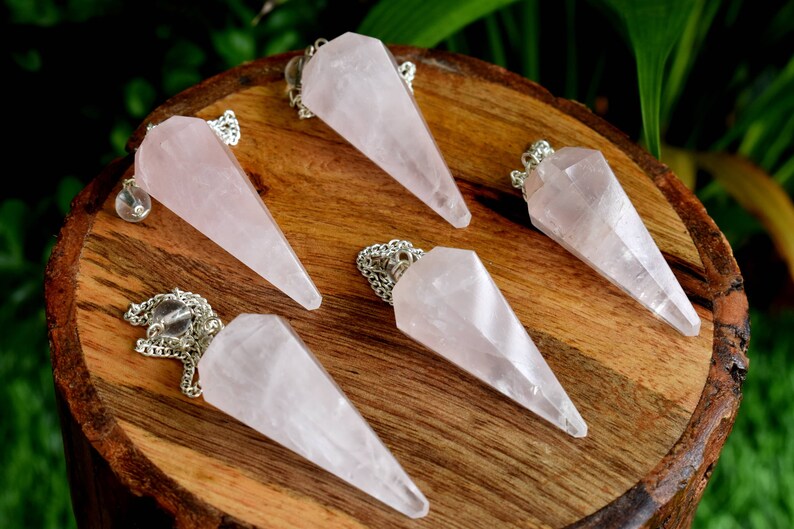 Rose Quartz Faceted Cone Pendulum Healing Dowsing Crystal - Etsy