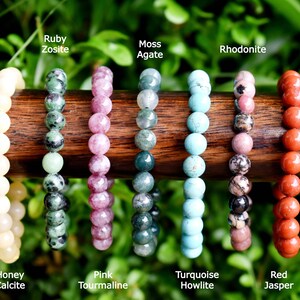 Crystal Round Beaded Stretch Bracelets, 6mm 8mm 10mm Natural Polished ...