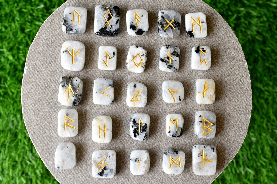 Rainbow Moonstone Rune Sets Elder Futhrak Rune Set Gemstone - Etsy