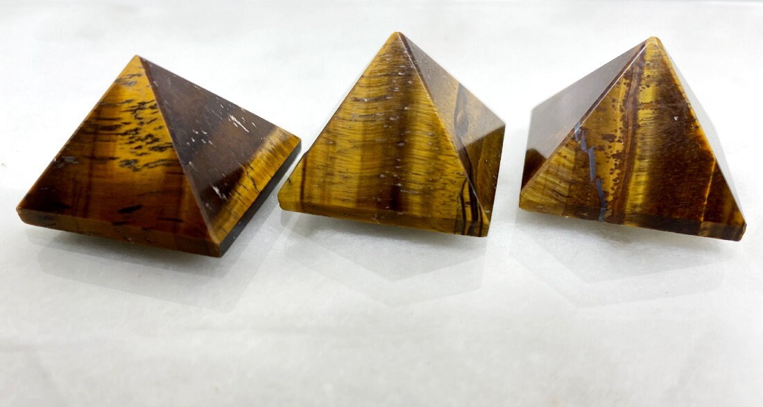 One 1 Tiger Eye Crystal Healing Pyramid Crystal Grid and - Etsy