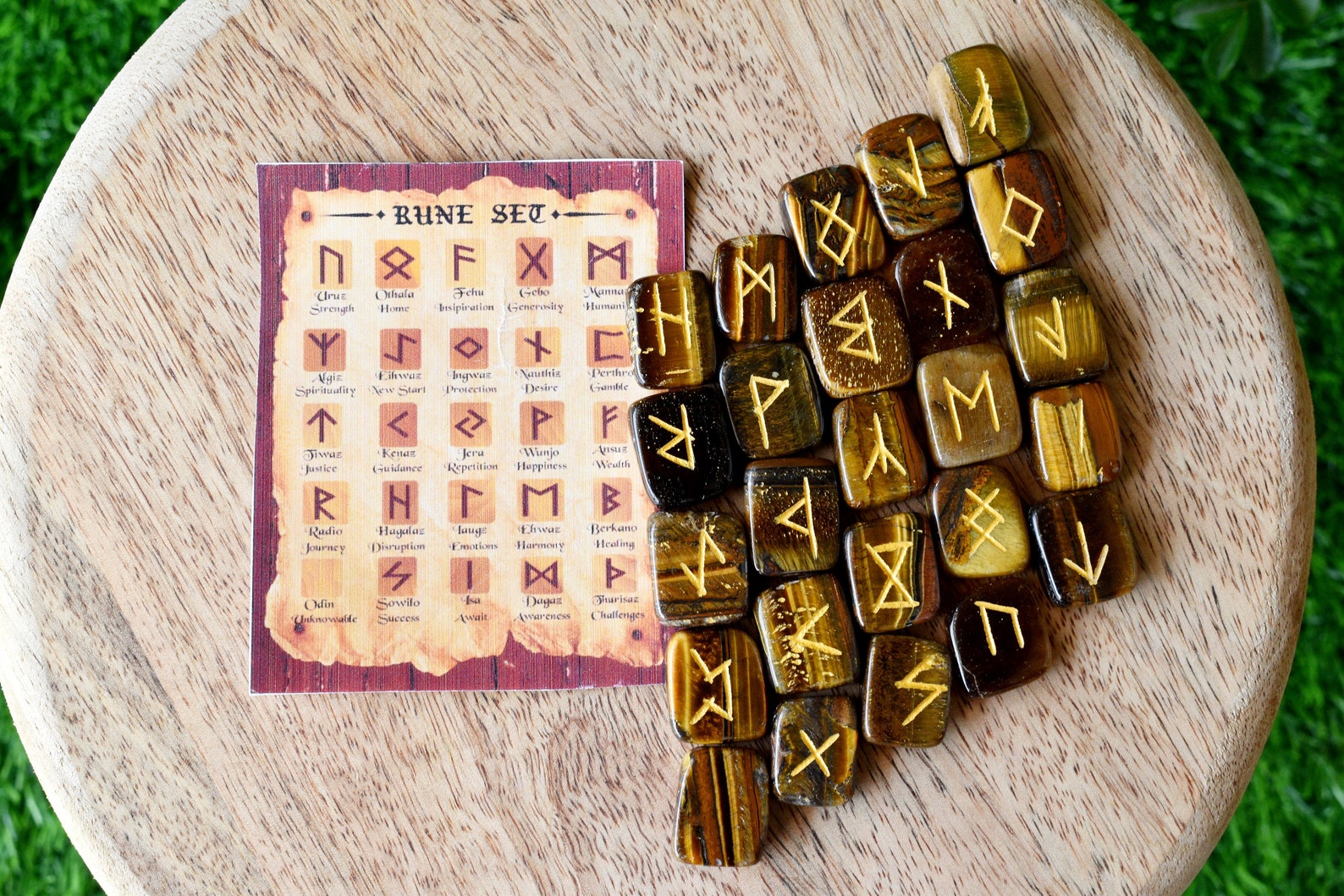 Tiger Eye Rune Sets Elder Futhrak Rune Set Gemstone Runic Set - Etsy