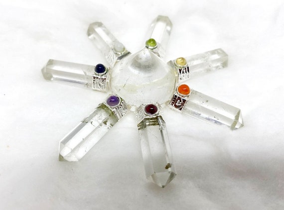 Crystal Quartz 7 Point Energy Generator With Crystal Pyramid - Etsy