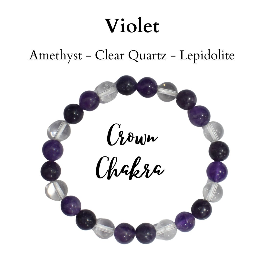 Activate CROWN Chakra Crystals Bracelet Chakra Stones Bracelet Healing ...