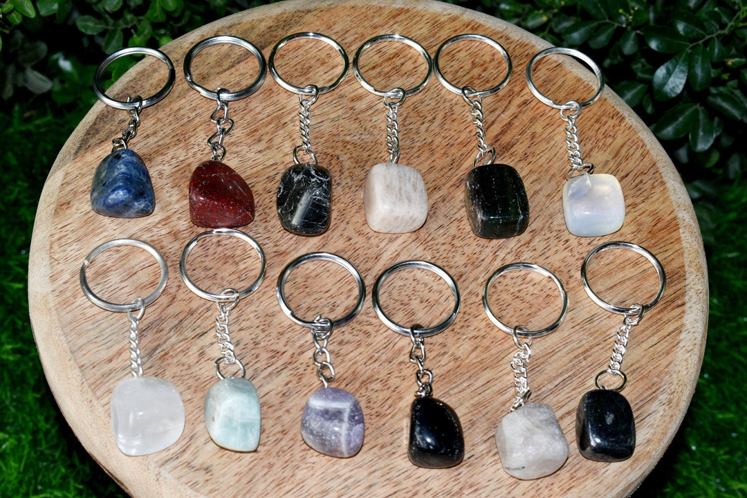 Tumbled Gemstone Crystal Keychains ,natural Stone Key Chain Charm ...