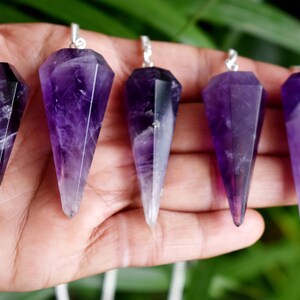 Amethyst Faceted Cone Pendulum Healing Dowsing Crystal Pendulum - Etsy