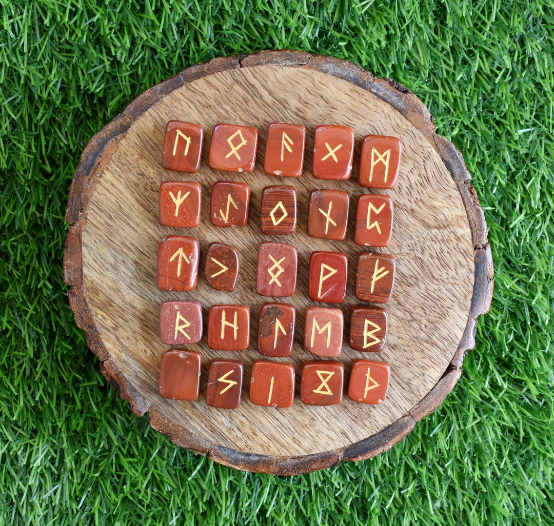 Red Jasper Rune Sets Elder Futhrak Rune Set Gemstone Runic Set Comes ...