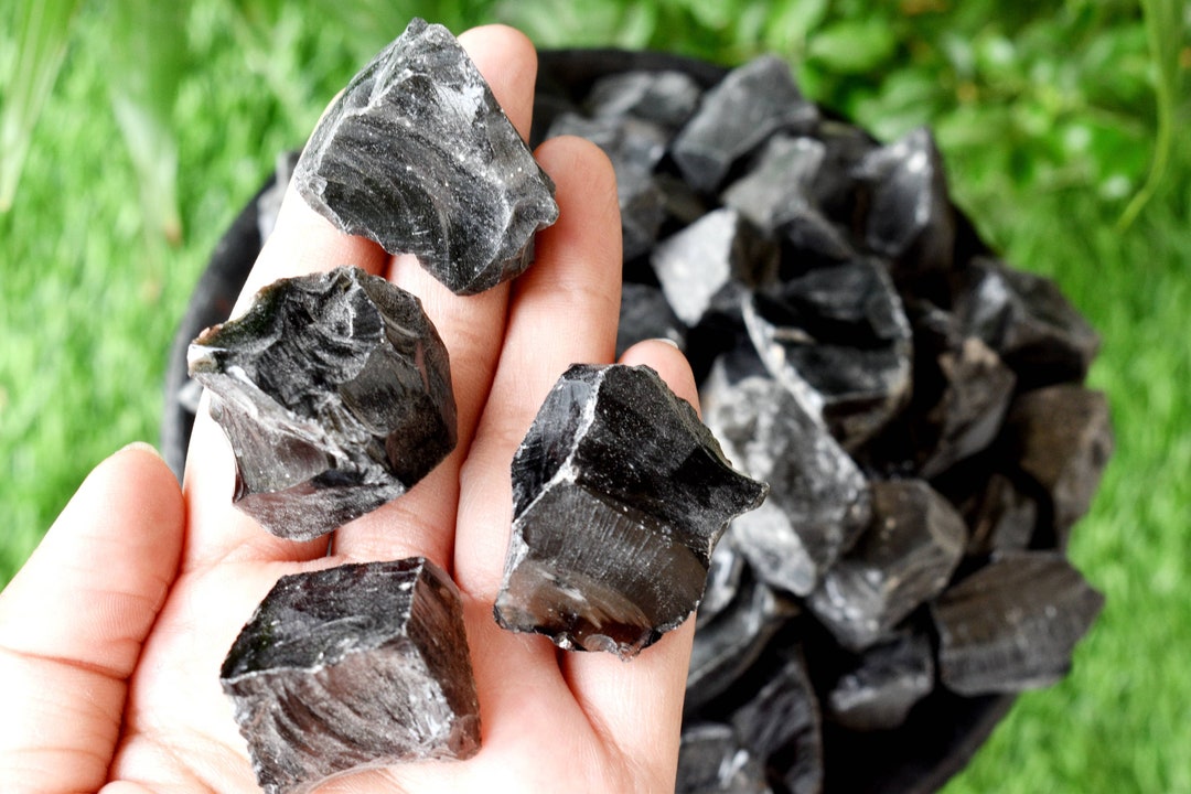 Natural Rough Black Obsidian Crystals, 1 Inch Real Unpolished Rock ...