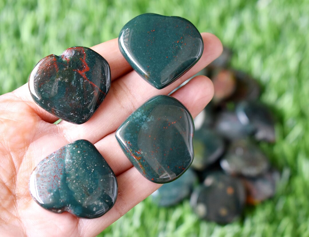 1inch Crystal Mini Heart, Bloodstone Puffy Pocket Heart, Mini Heart for ...