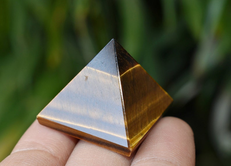 One (1) Tiger Eye Crystal Healing Pyramid - Crystal Grid and Chakra ...