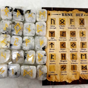 Rainbow Moonstone Rune Sets Elder Futhrak Rune Set Gemstone - Etsy