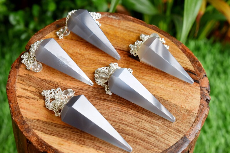 Grey Agate Faceted Cone Pendulum Healing Dowsing Crystal - Etsy