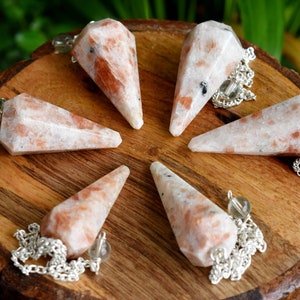 Sunstone Faceted Cone Pendulum Healing Dowsing Crystal Pendulum, Energizing Faceted Dowsing ...