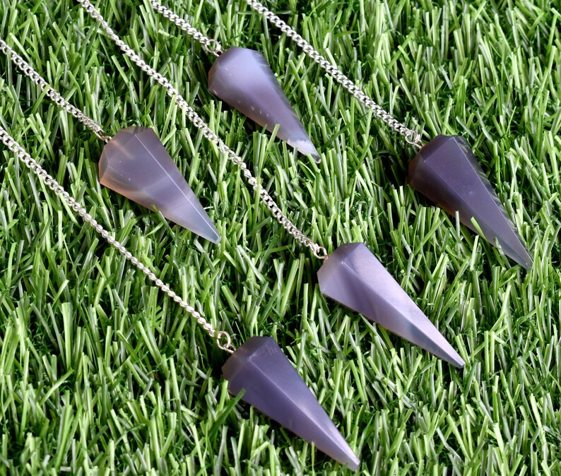 Grey Agate Faceted Cone Pendulum Healing Dowsing Crystal - Etsy
