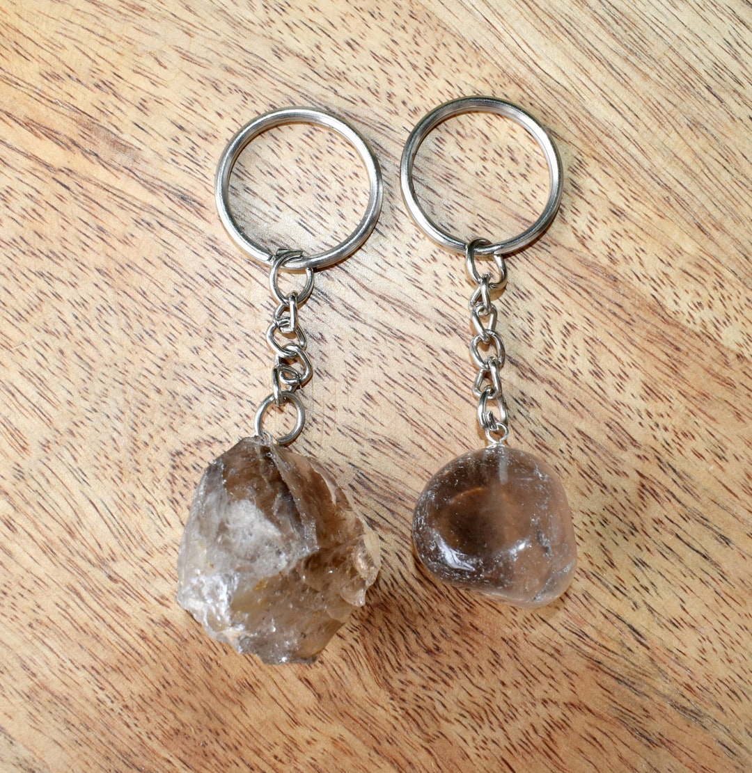Smokey Quartz Crystal Keychains, Smokey Quartz Stone Key Chain Charm ...