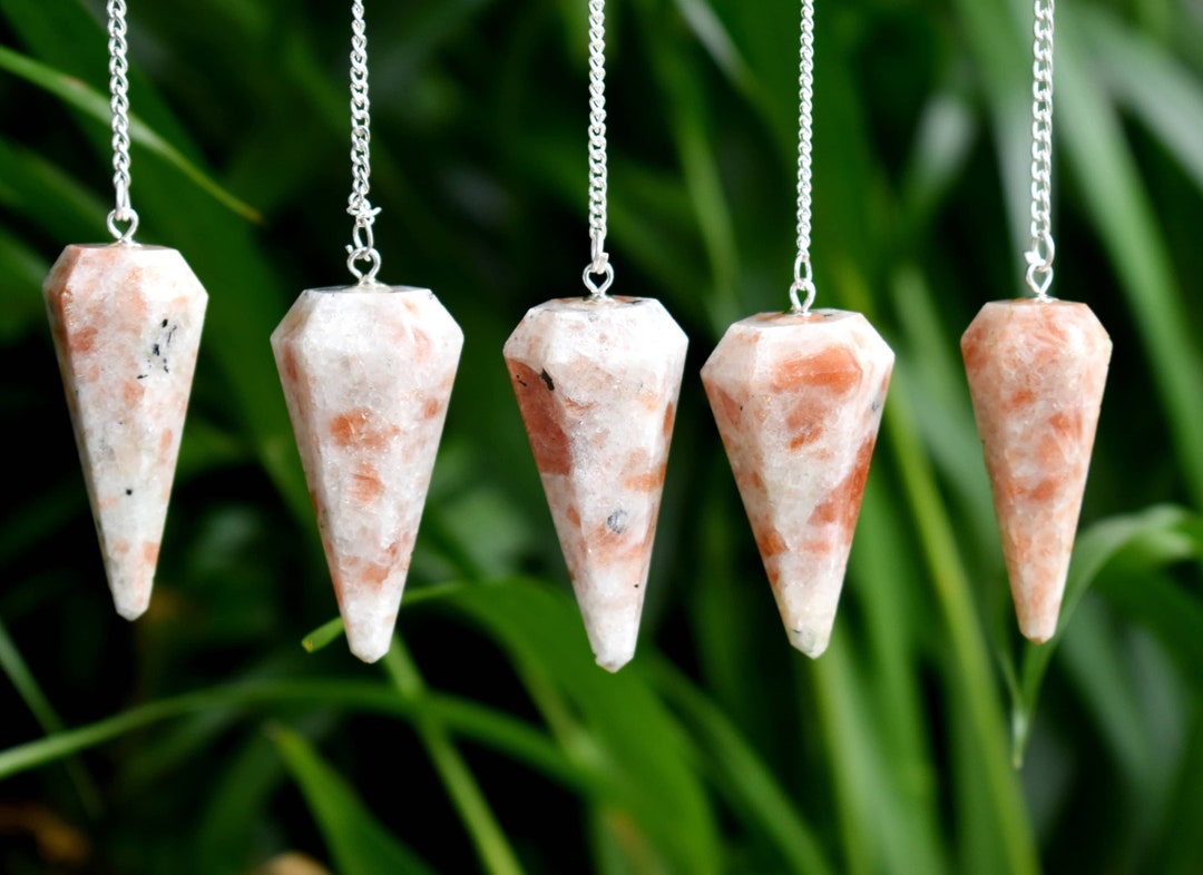 Sunstone Faceted Cone Pendulum Healing Dowsing Crystal Pendulum, Energizing Faceted Dowsing ...