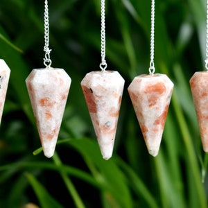 Sunstone Faceted Cone Pendulum Healing Dowsing Crystal Pendulum, Energizing Faceted Dowsing ...