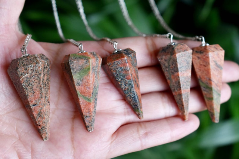 Unakite Faceted Cone Pendulum Healing Dowsing Crystal Pendulum - Etsy