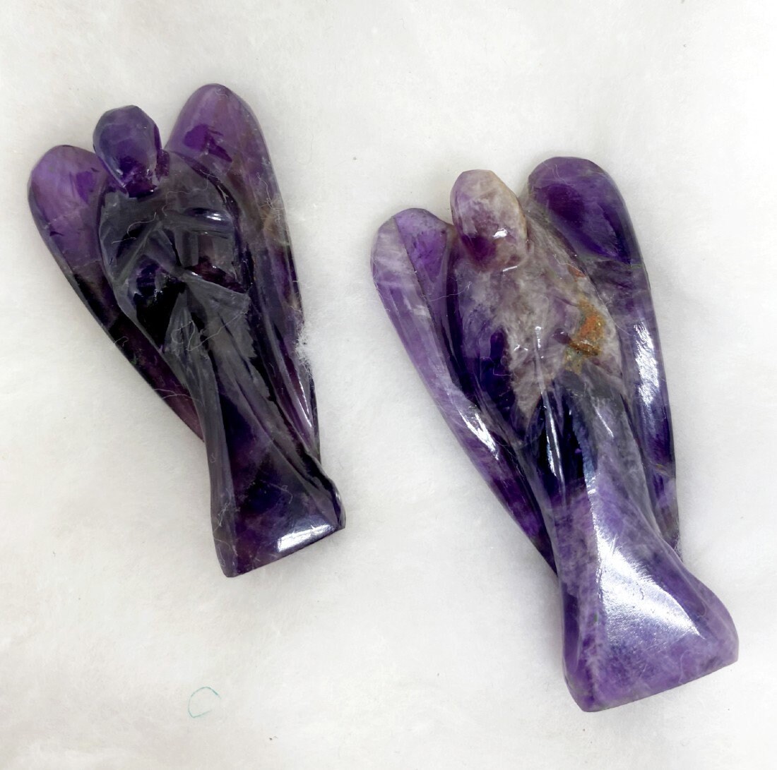 2'' Amethyst Angel Gemstone Peace Angel Pocket - Etsy