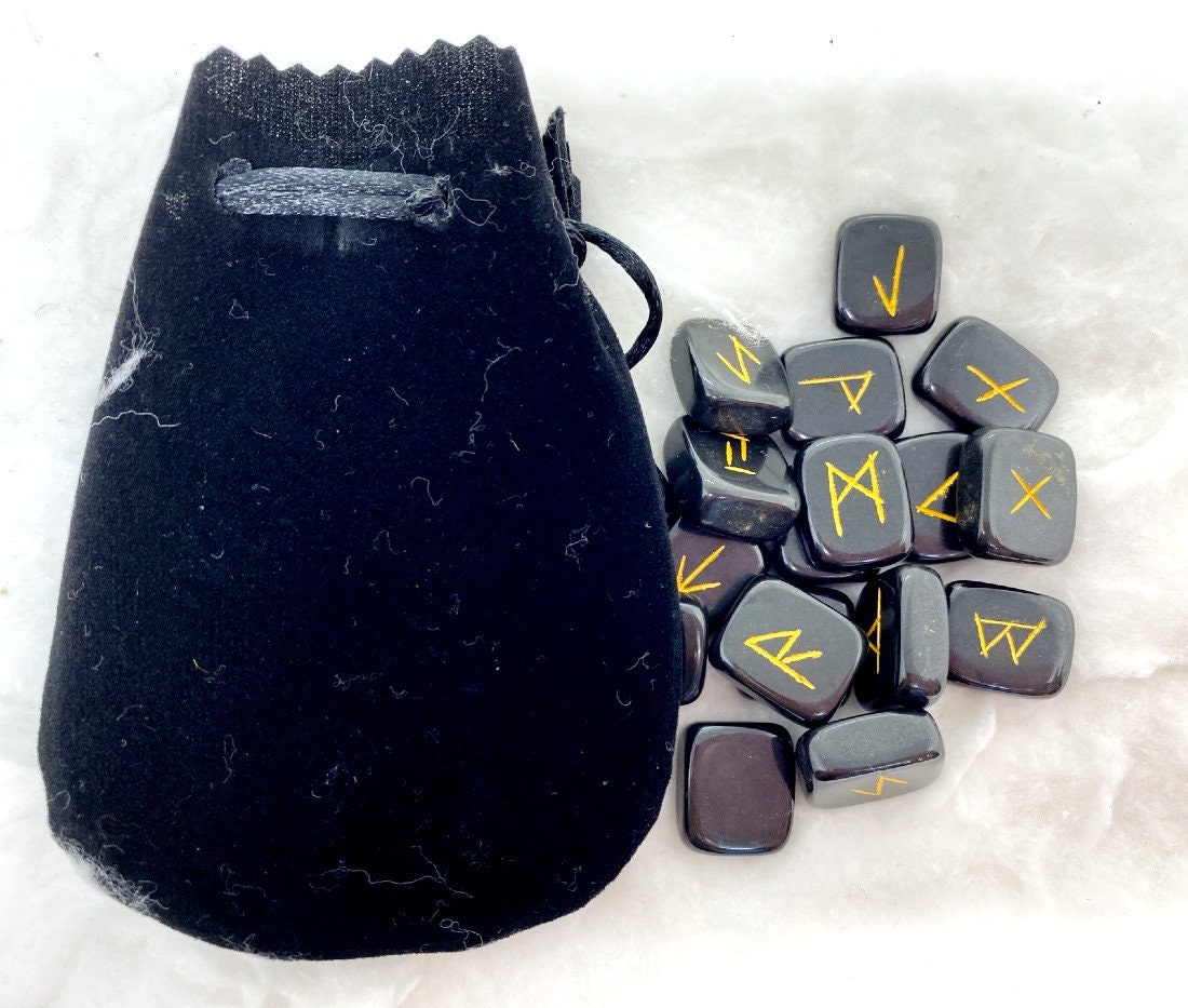 Black Jasper Rune Sets Elder Futhrak Rune Set Gemstone Runic | Etsy