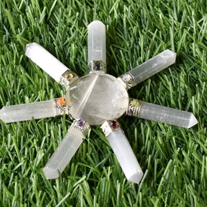 Selenite 7 Point Energy Generator With Crystal Pyramid Ideal for ...