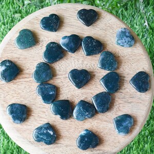 Moss Agate Puffy Mini Hearts 1 Inch Pocket Heart Mini Puffy Crystal ...