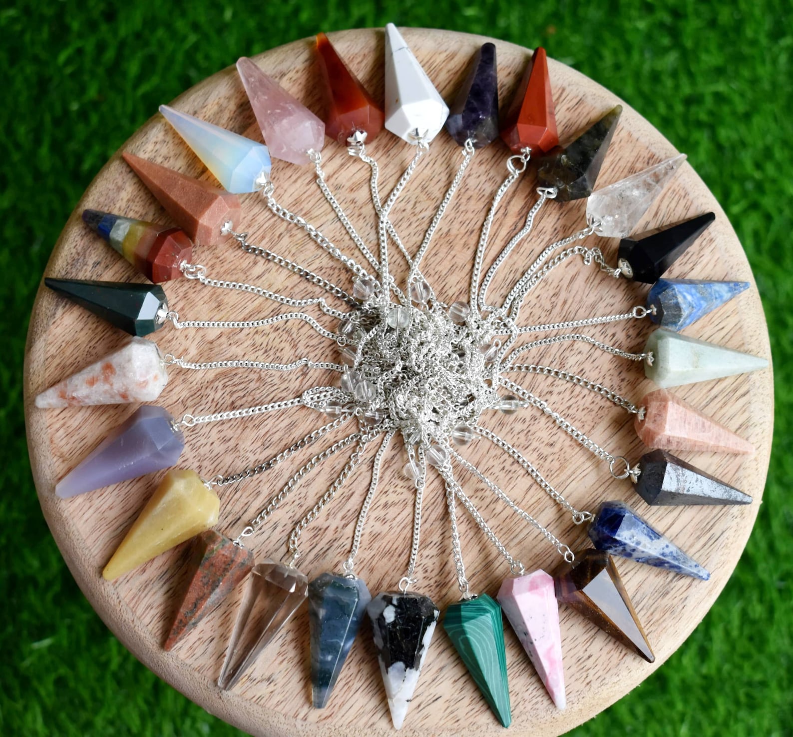 Pick One Crystal Pendulums, Healing Pendant, Dowsing Pointed Gemstone ...