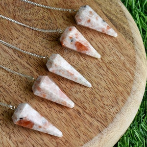 Sunstone Faceted Cone Pendulum Healing Dowsing Crystal Pendulum, Energizing Faceted Dowsing ...