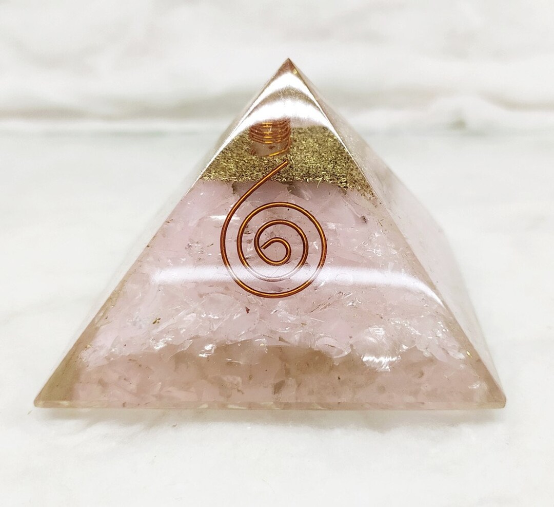 Rose Quartz Orgone Pyramid With Crystal Point for Orgone Healing Reiki ...
