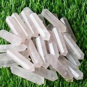 Rose Quartz Double Terminated Crystal Point Pencil Double Point Rose ...