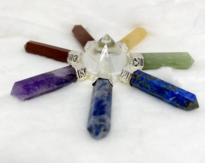 Selenite 7 Point Energy Generator With Crystal Pyramid Ideal | Etsy