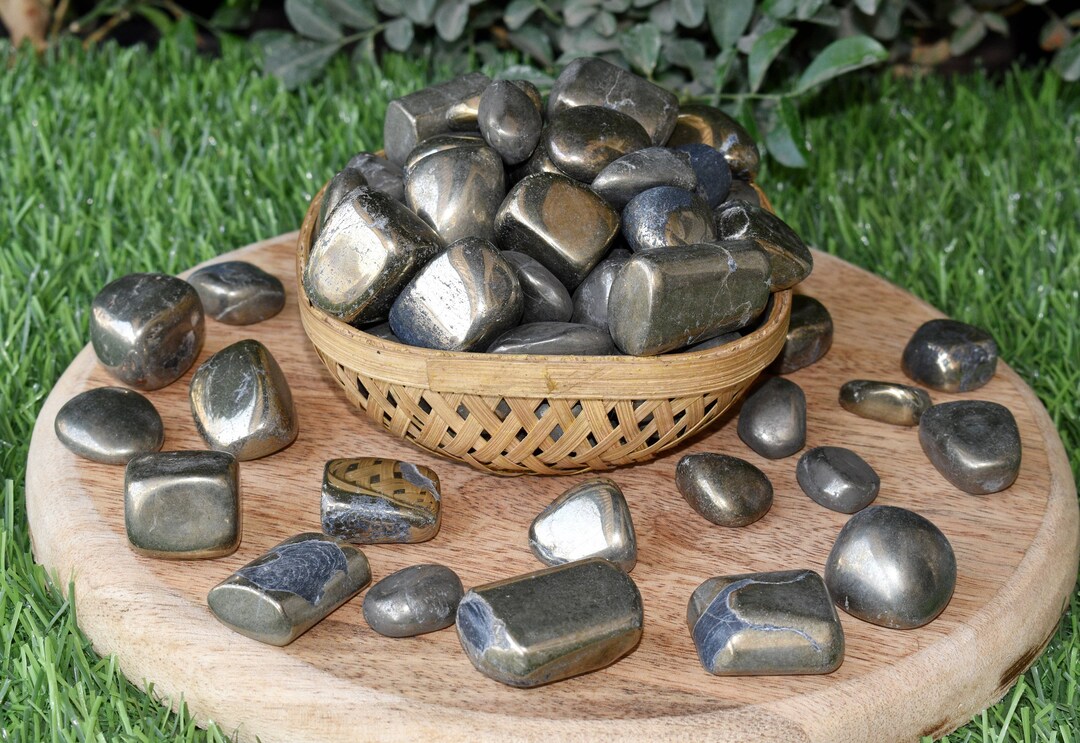 Pyrite Tumbled Stones Healing Crystals, Pyrite Gemstone Natural Tumbled ...