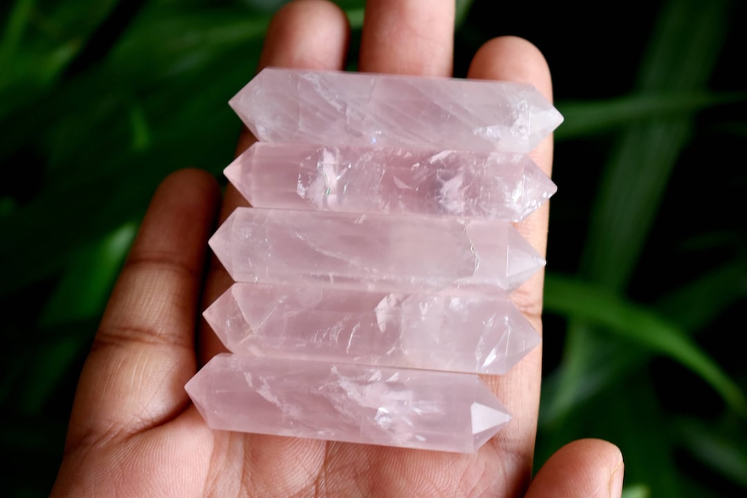 Rose Quartz Double Terminated Crystal Point Pencil Double Point Rose ...
