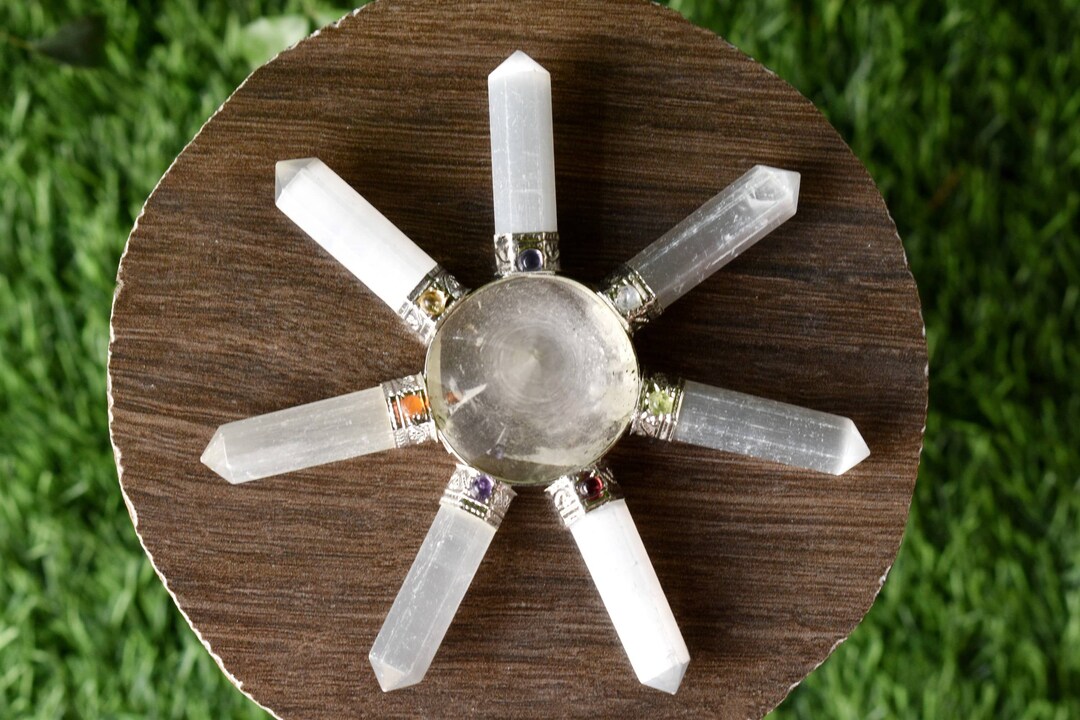 Selenite 7 Point Energy Generator With Crystal Pyramid Ideal for ...