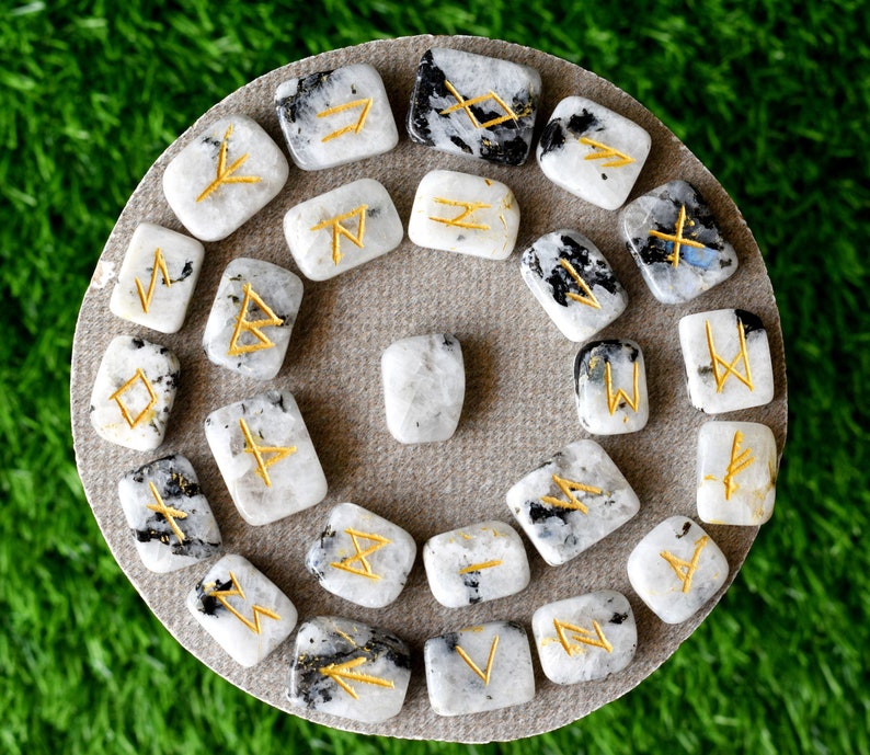 Rainbow Moonstone Rune Sets Elder Futhrak Rune Set Gemstone - Etsy