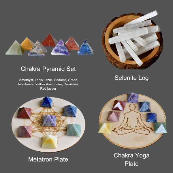 7 Chakra Stones Pyramids Set, Energy Healing Crystals Set, Spiritual ...