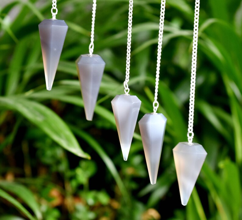 Grey Agate Faceted Cone Pendulum Healing Dowsing Crystal - Etsy