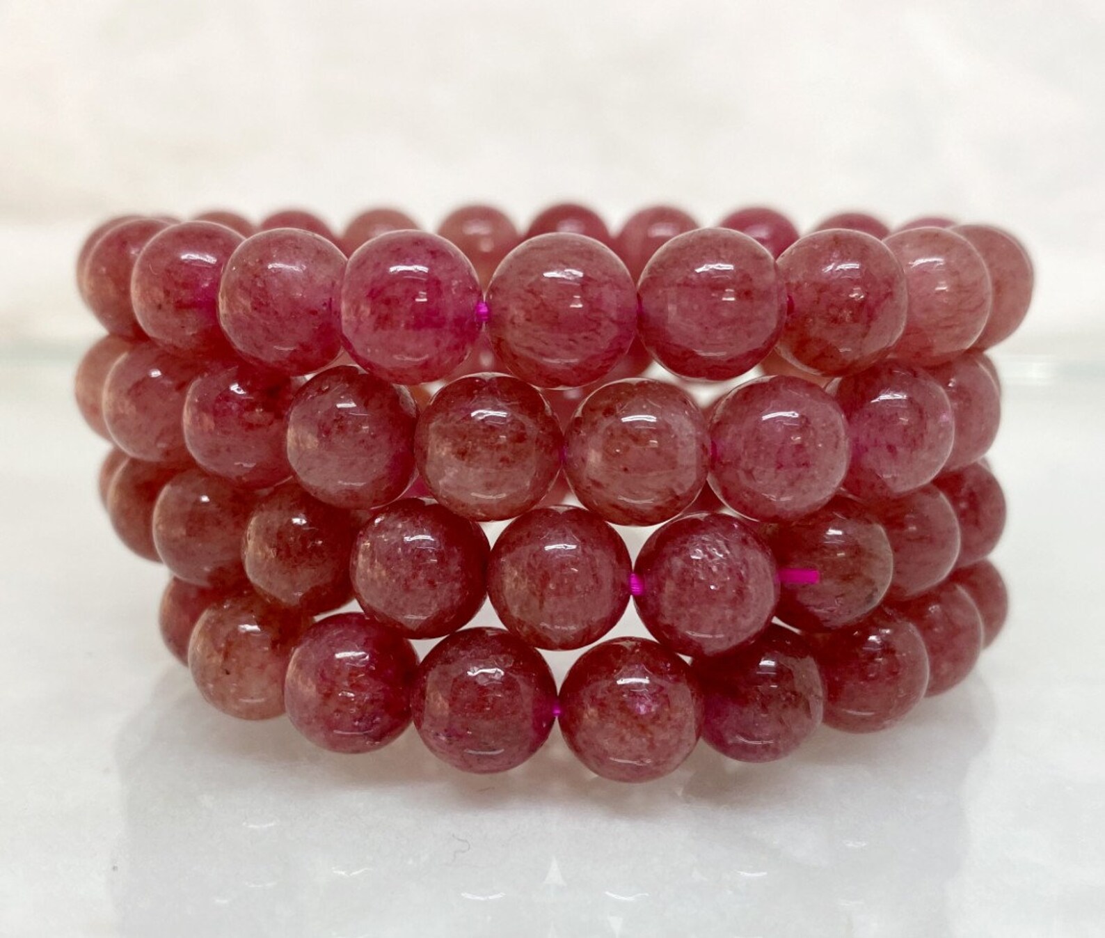 Strawberry Quartz Bracelet 6mm 8mm 10mm A Round Beaded - Etsy