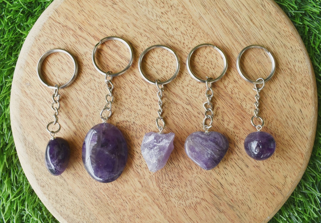 Amethyst Crystal Keychains ,natural Stone Key Chain Charm, Amethyst Key ...