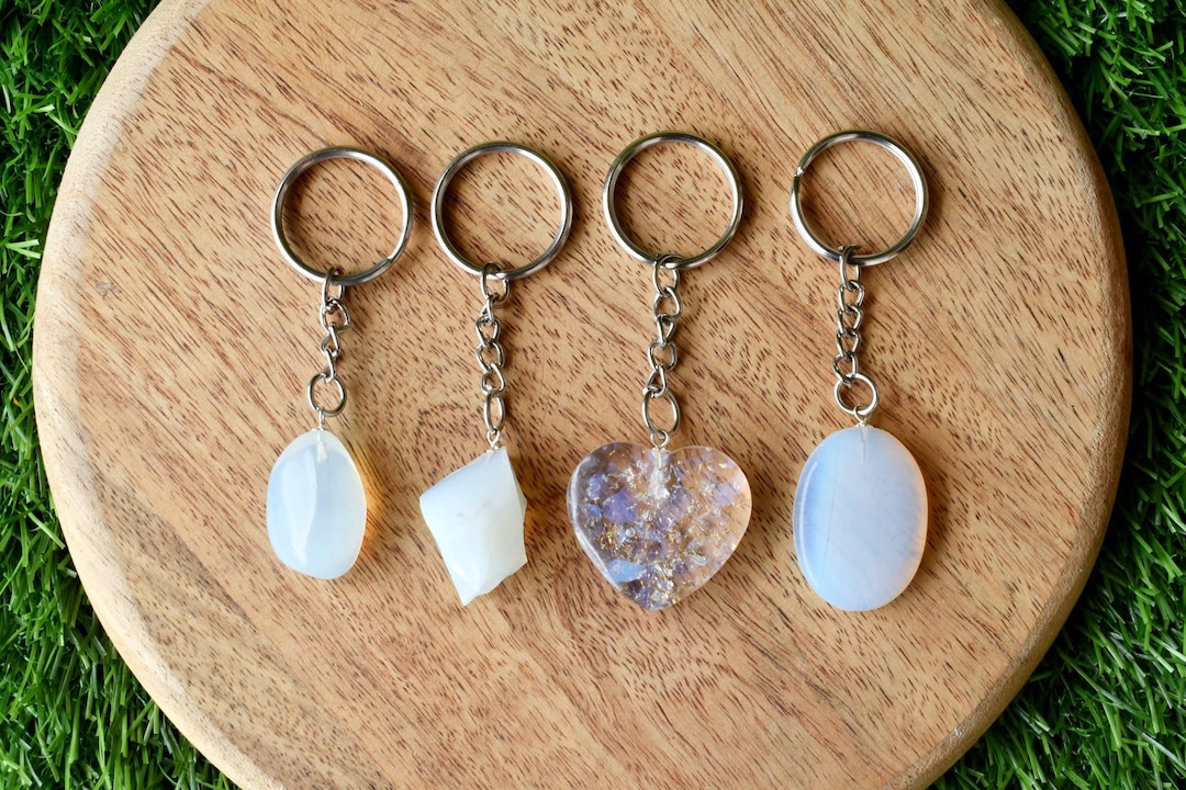 Opal Crystal Keychains, Synthetic Opalite Stone Key Chain Charm, Opal ...