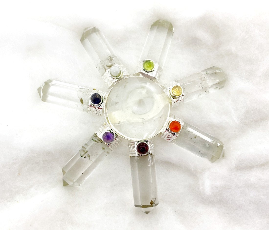 Crystal Quartz 7 Point Energy Generator With Crystal Pyramid - Etsy
