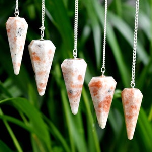 Sunstone Faceted Cone Pendulum Healing Dowsing Crystal Pendulum, Energizing Faceted Dowsing ...